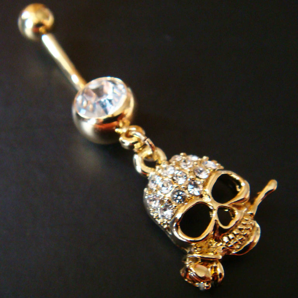 14g 3 8 Skull Belly Button Navel Rings Ring Bar Body Piercing Jewelry 14g 3 8 Skull Belly Button Navel Rings Ring Bar Body Piercing Jewelry